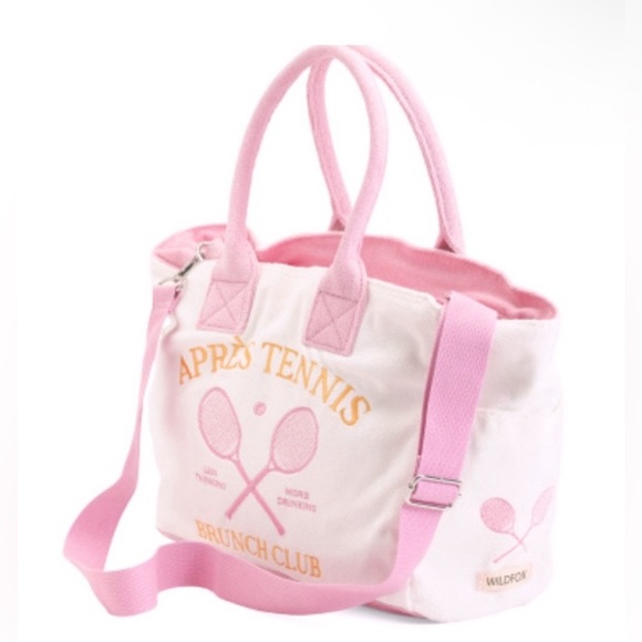 Wildfox | Bags | Wildfox Pink And White Apres Tennis Bag | Poshmark